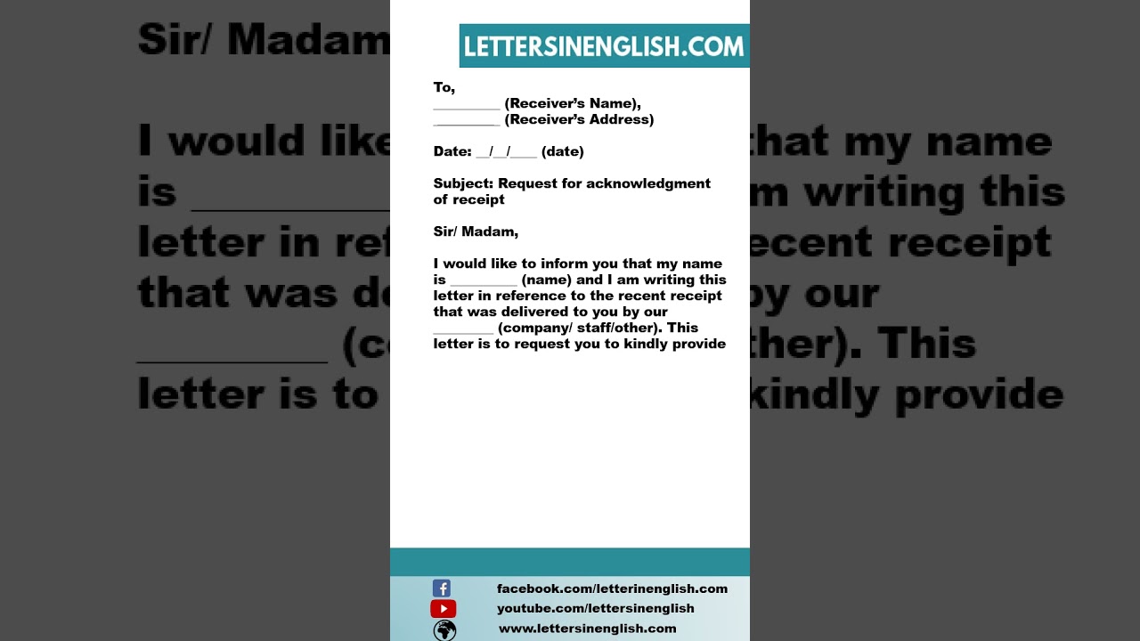 Request Letter for Acknowledgment of Receipt -  Letter Requesting Acknowledgement of Receipt