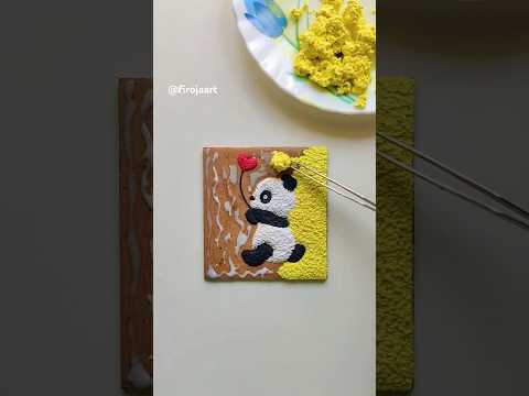 Textured Art On Cardboard 🐼 || craft with tissue paper 🫶❣️#shorts