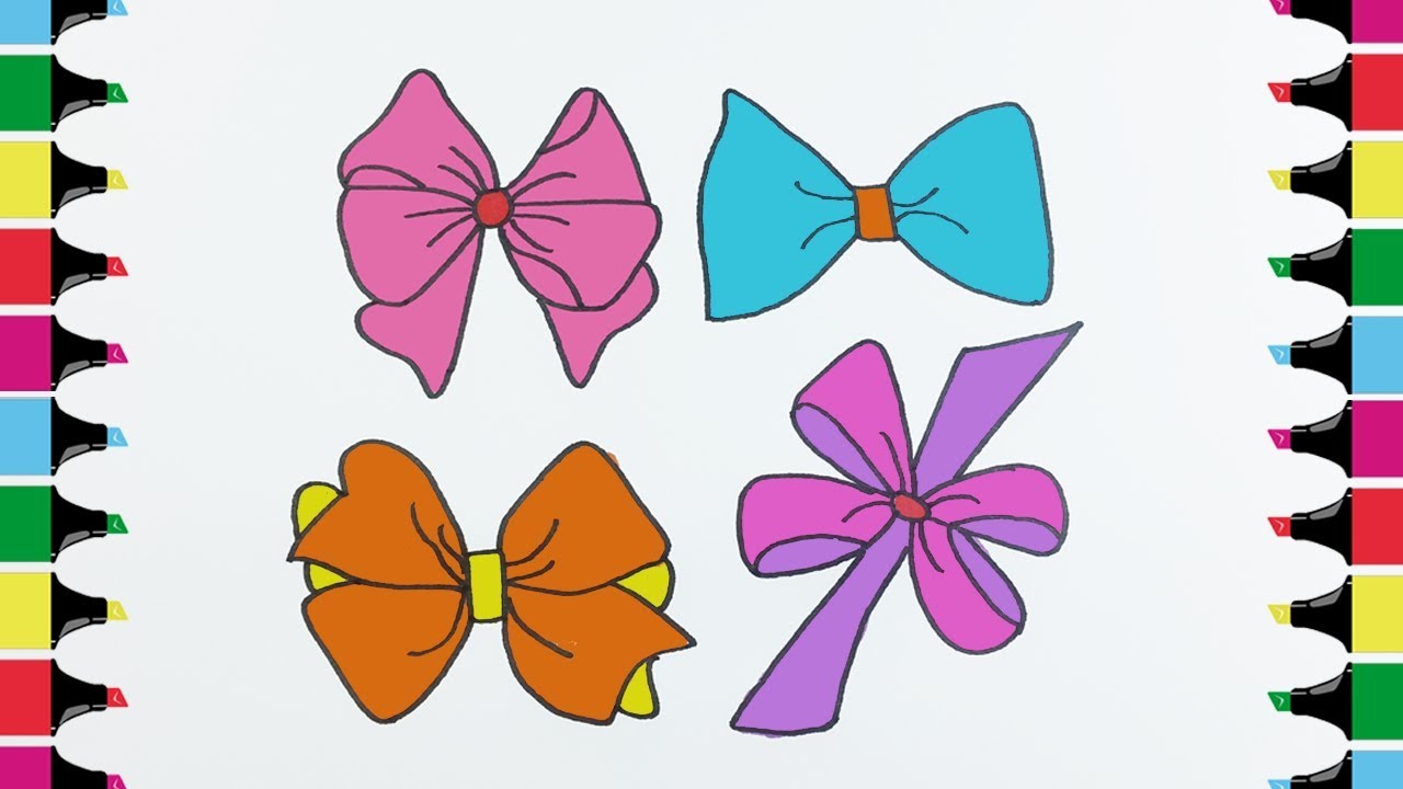 Cute Bow Coloring Pages and Drawings for Baby - Art Colours for Kids