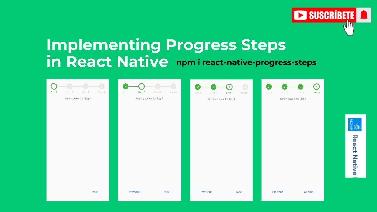 Progress Steps in React Native | npm install react-native-progress-steps | Download Free code