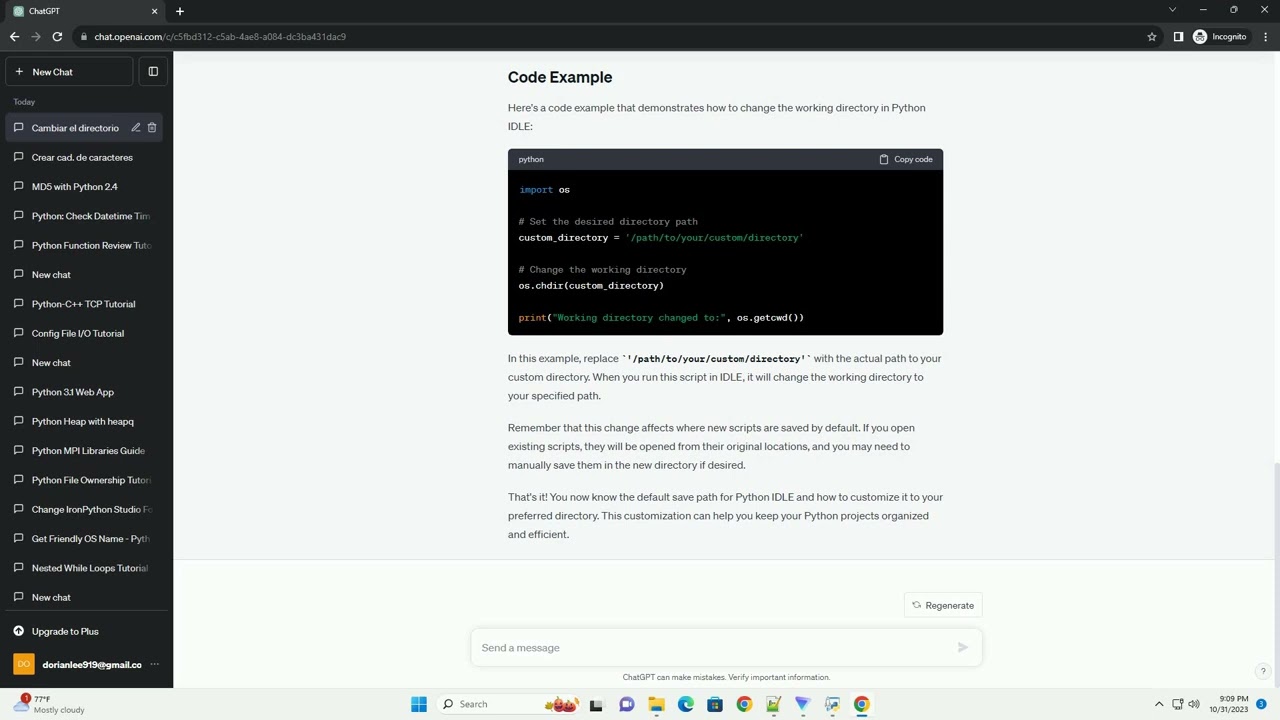 Default save path for Python IDLE