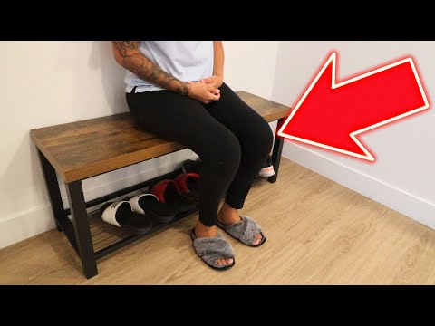 Entryway Bench | Modern Wood and Metal Storage Bench for Hallway Front Door Entrance #unboxing