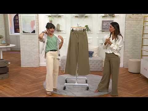 Peace Love World Wide Leg Linen Denim Pant on QVC
