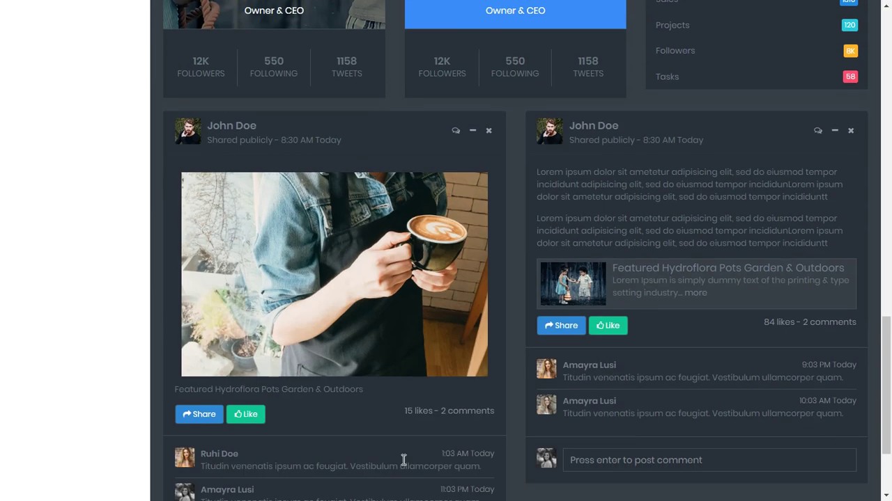 Minimal Pro Dark Bootstrap Admin Dashboard