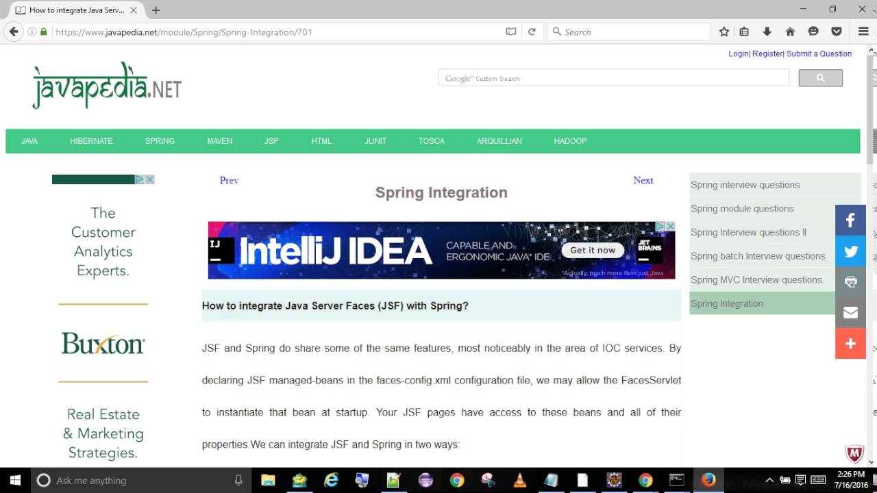 How to integrate Java Server Faces (JSF) with Spring? | javapedia.net