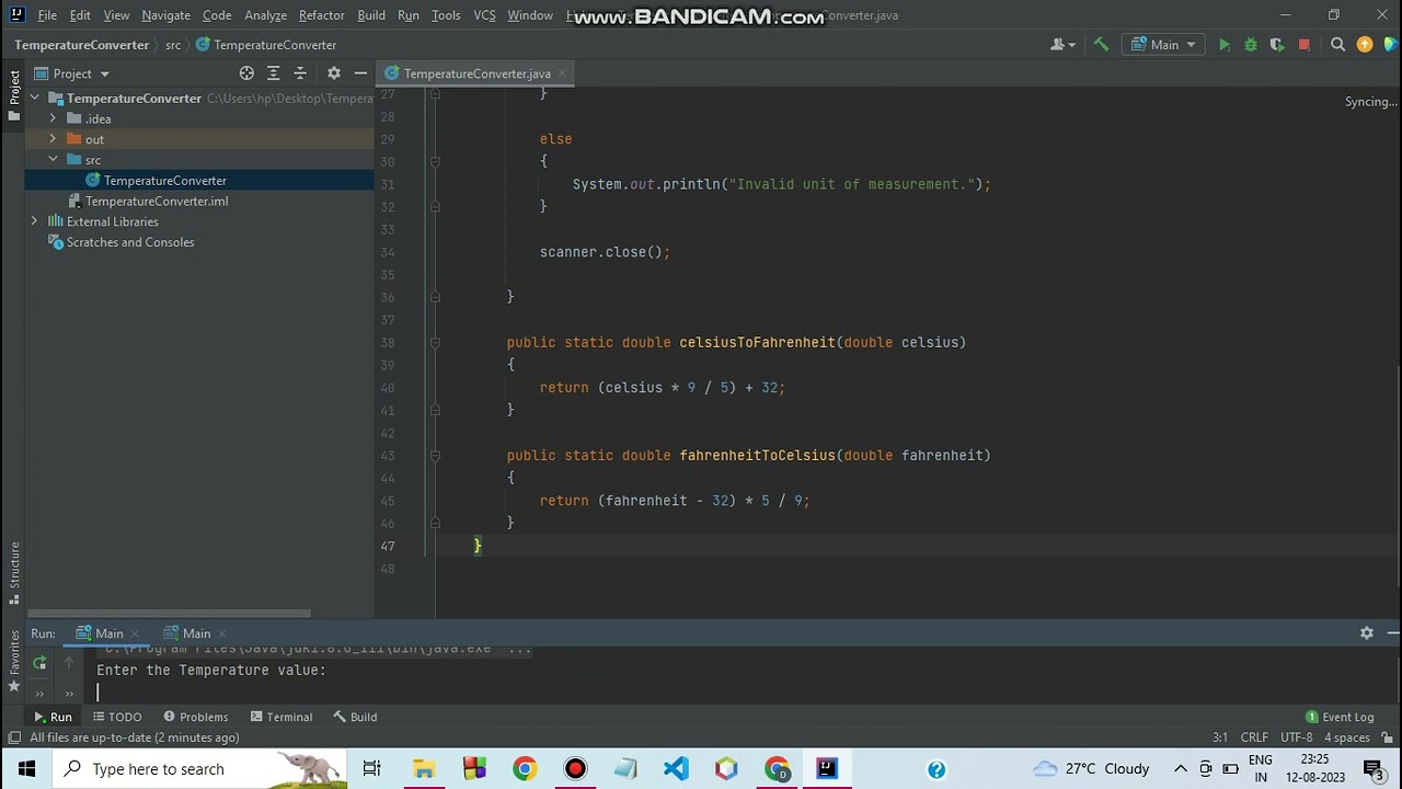 Temperature Converter using Java | With GitHub Repo | Source Code | Java Projects | C to F | F to C