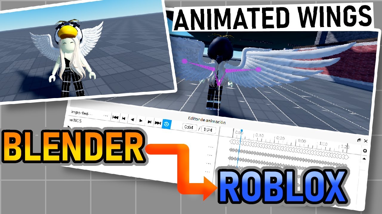 BLENDER TUTORIAL HOW TO MAKE ANIMATED WINGS FOR ROBLOX | SKINNED MESH TUTORIAL