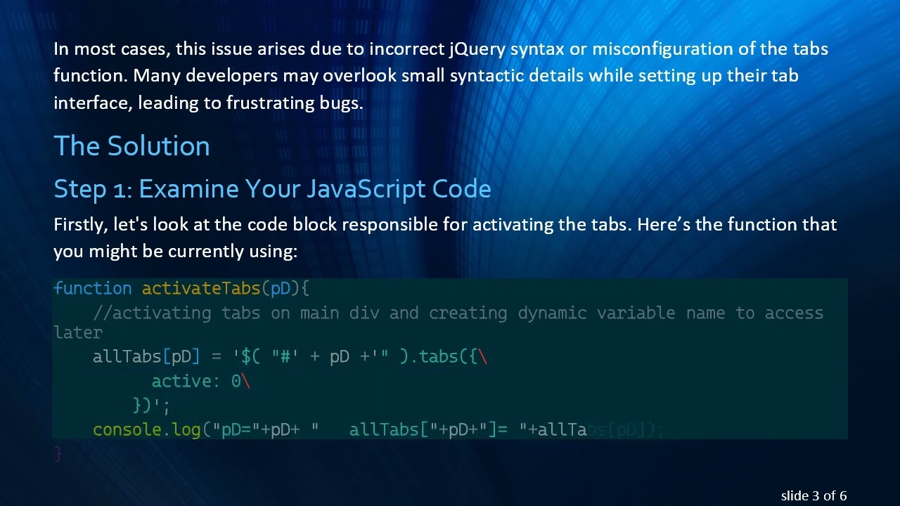 Resolving the jquery ui tab not activating on div Issue