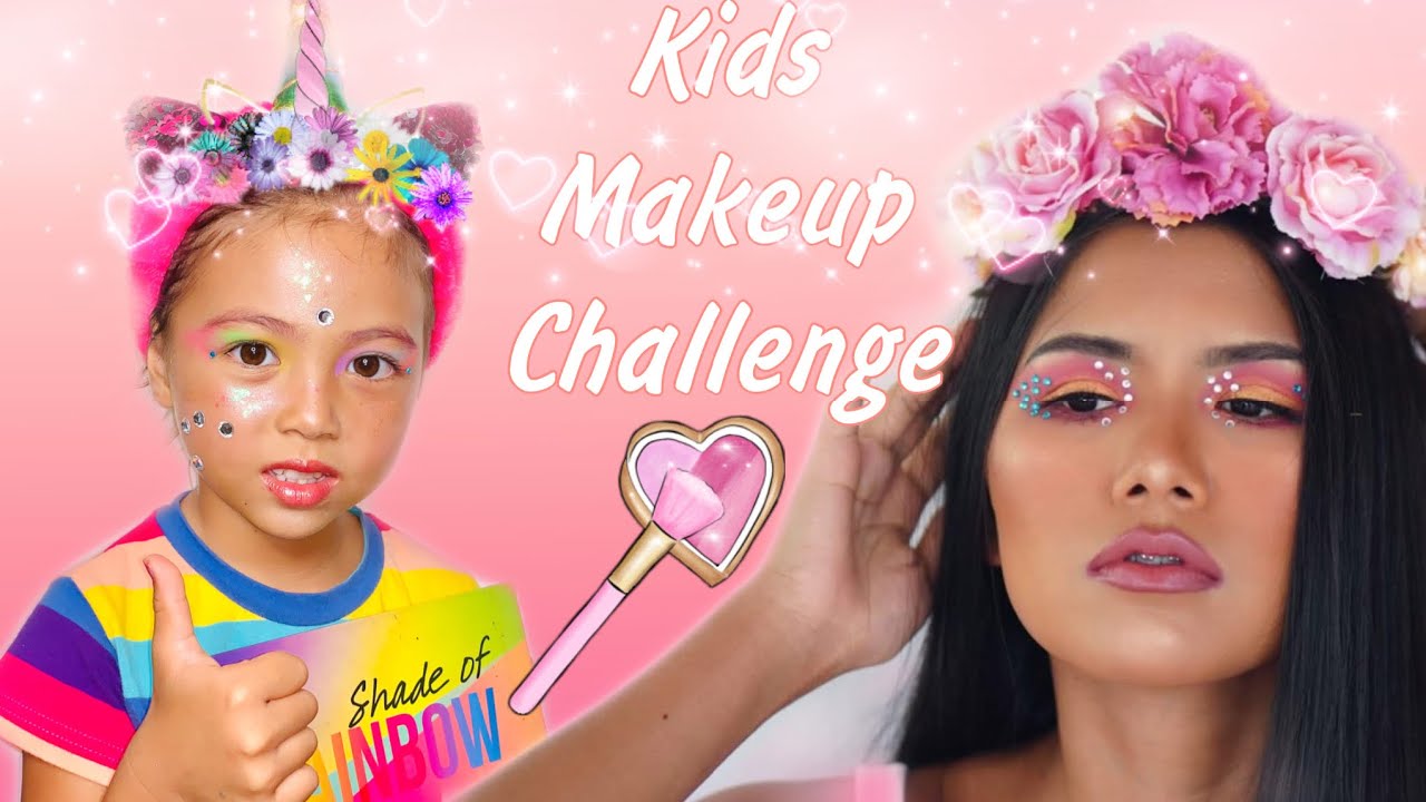 FULL FACE USING ONLY KIDS MAKEUP Challenge magic unicorn tutorial Tropical story