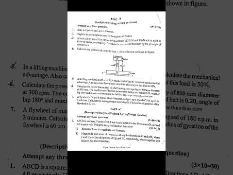 engineering mechanics paper 2024 mechanical engineering / RTU