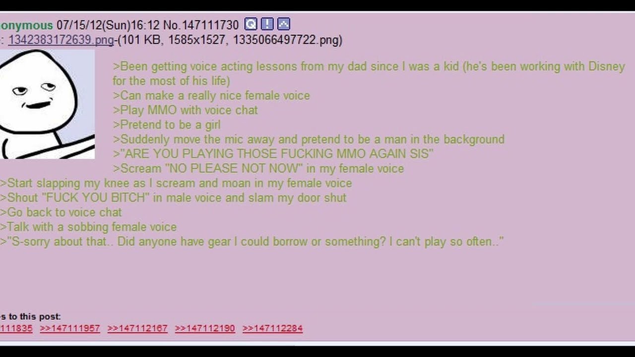 Anon also has a femanon voice | 4chan greentext story