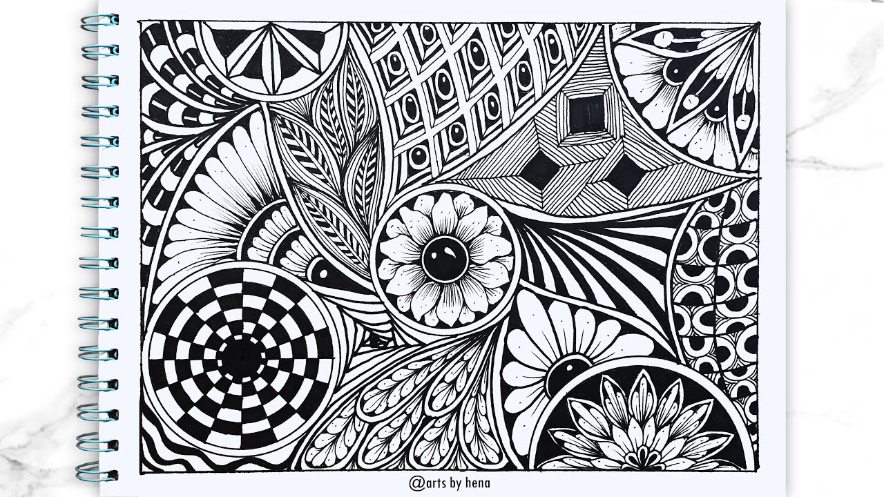Zentangle Art For Beginners | Zentangle  inspired Art | Zentangle Pattern| Doodle Pattern |Zendoodle