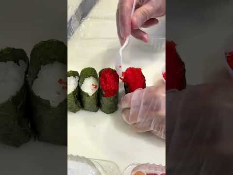 Flying fish roe nigiri .