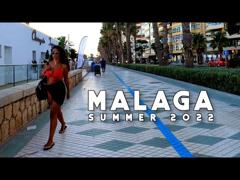 Malaga City Spain Relaxing Promenade Summer 2022 August Costa del Sol | Andalucía [4K]