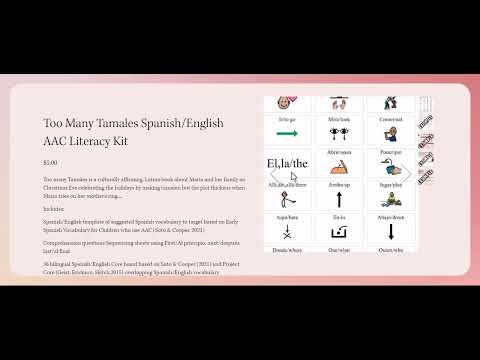 Spanish/English AAC literacy supports for book "Too Many Tamales".