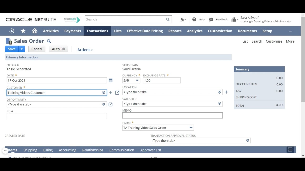 NetSuite | Create Sales Order