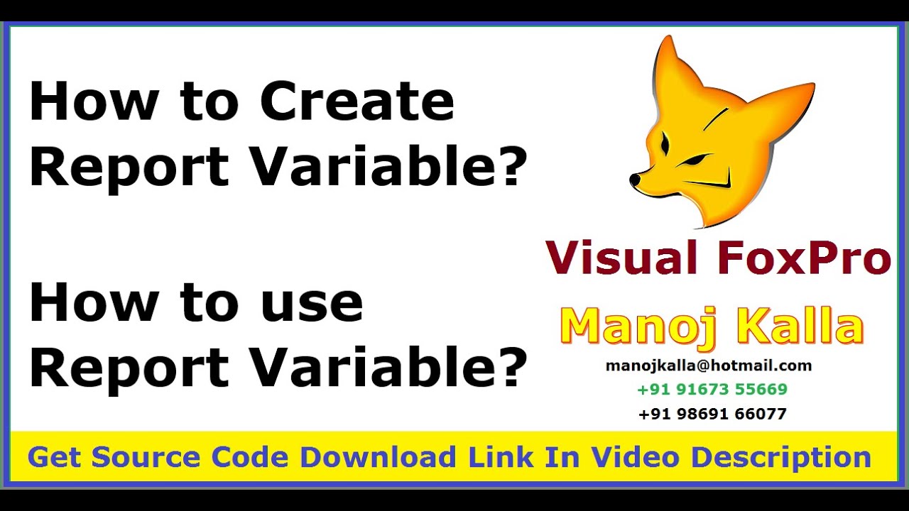 Visual Foxpro how to create report variable | use of report variable outside the report in VFP9