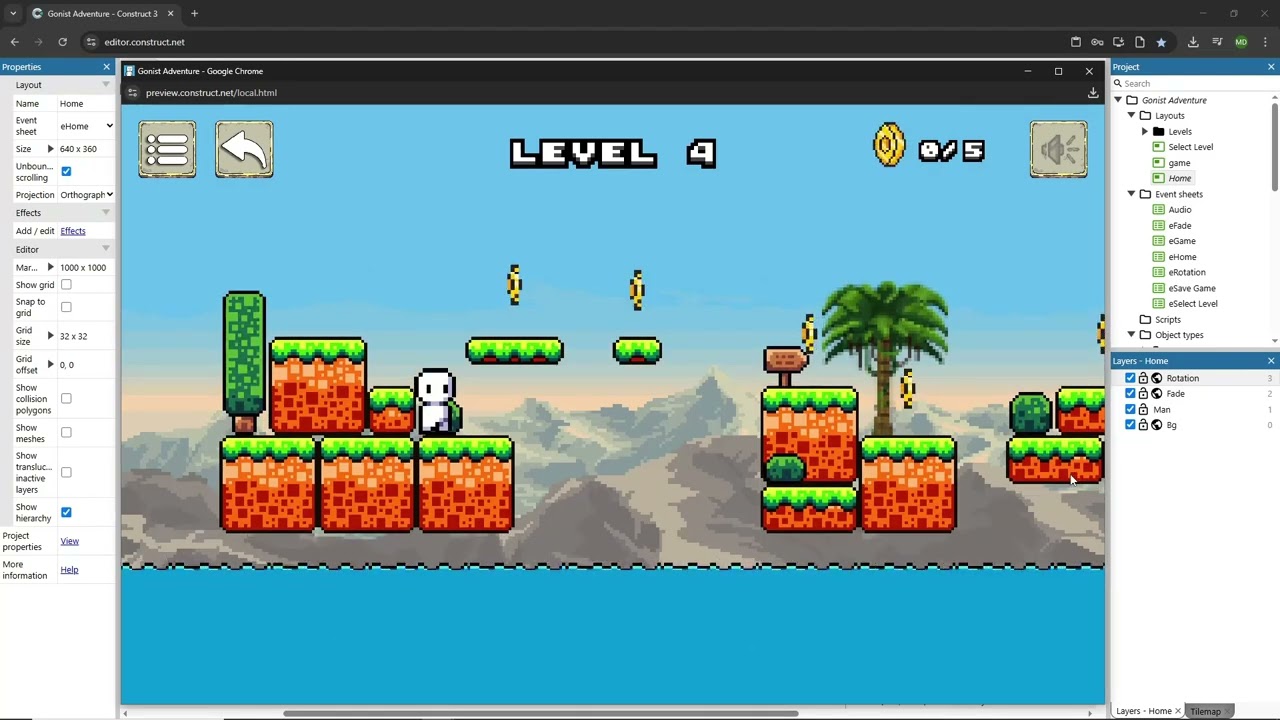 Gonist Adventure || Construct 3 Game Template || Source code