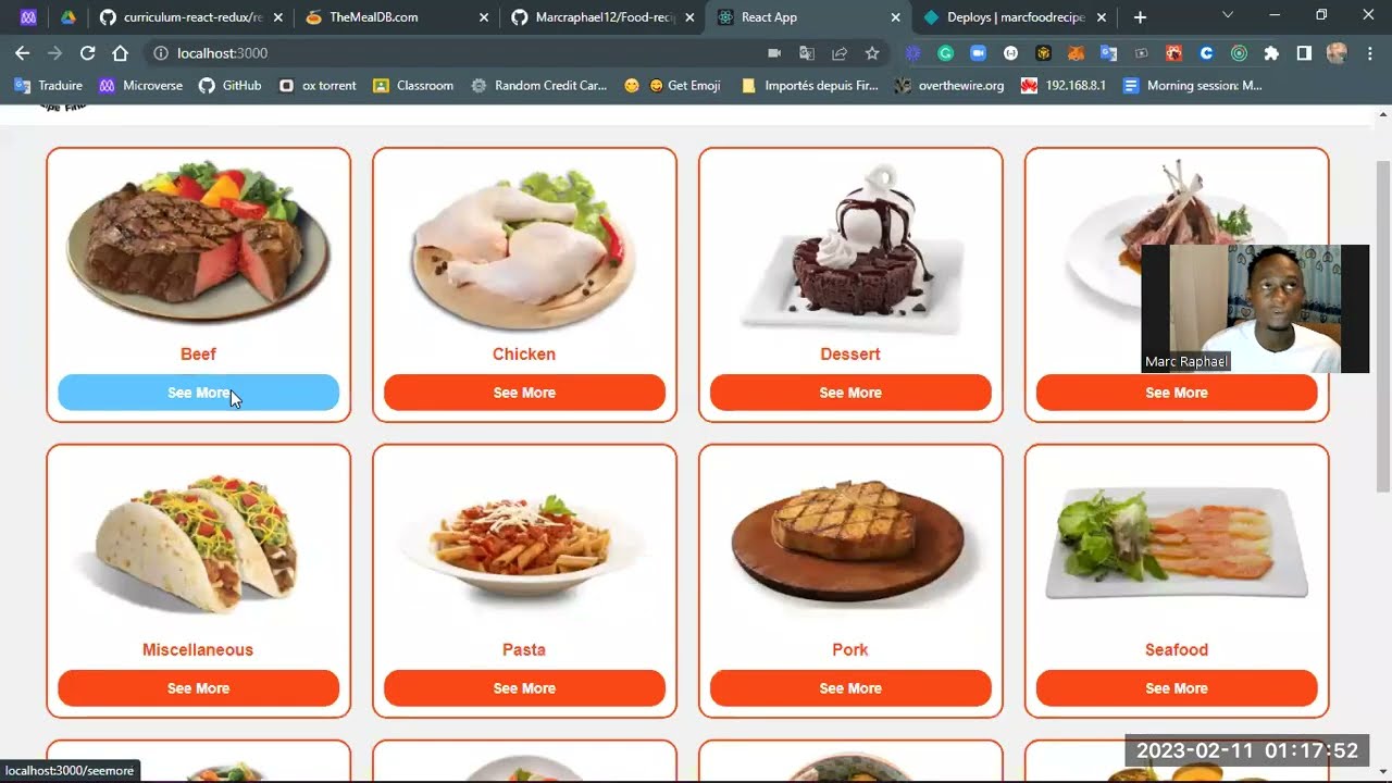 Food recipe App presentation//TheMealDB//React&Redux