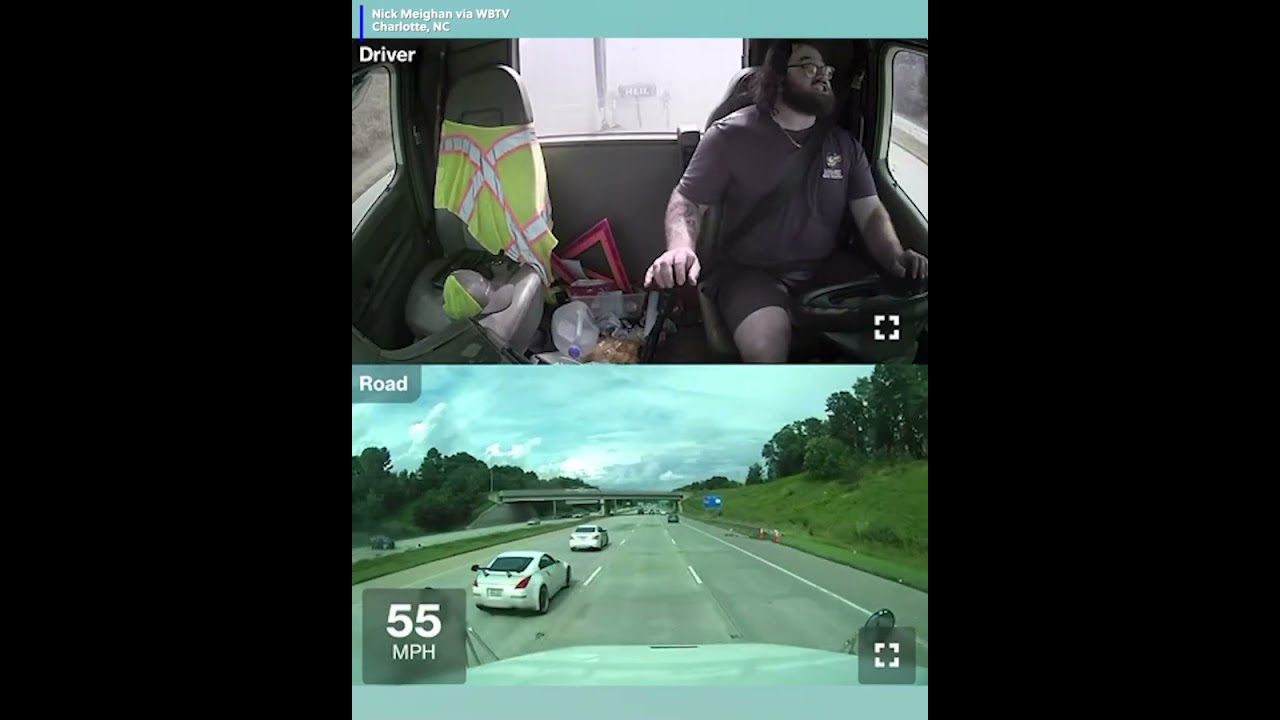 Dashcam video shows a car losing control then rolling and crashing into vehicles in opposite lanes.