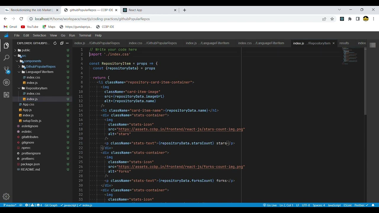 React JS | Coding Practice 33 GithubPopularRepos — CCBP Nxtwave