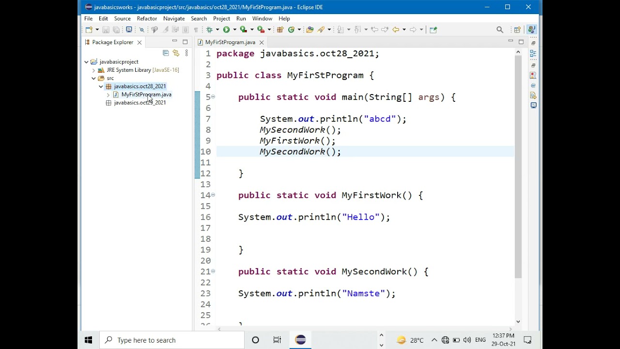 Basic Java  ||  Eclipse  ||    Oct_29_2021    Part 1