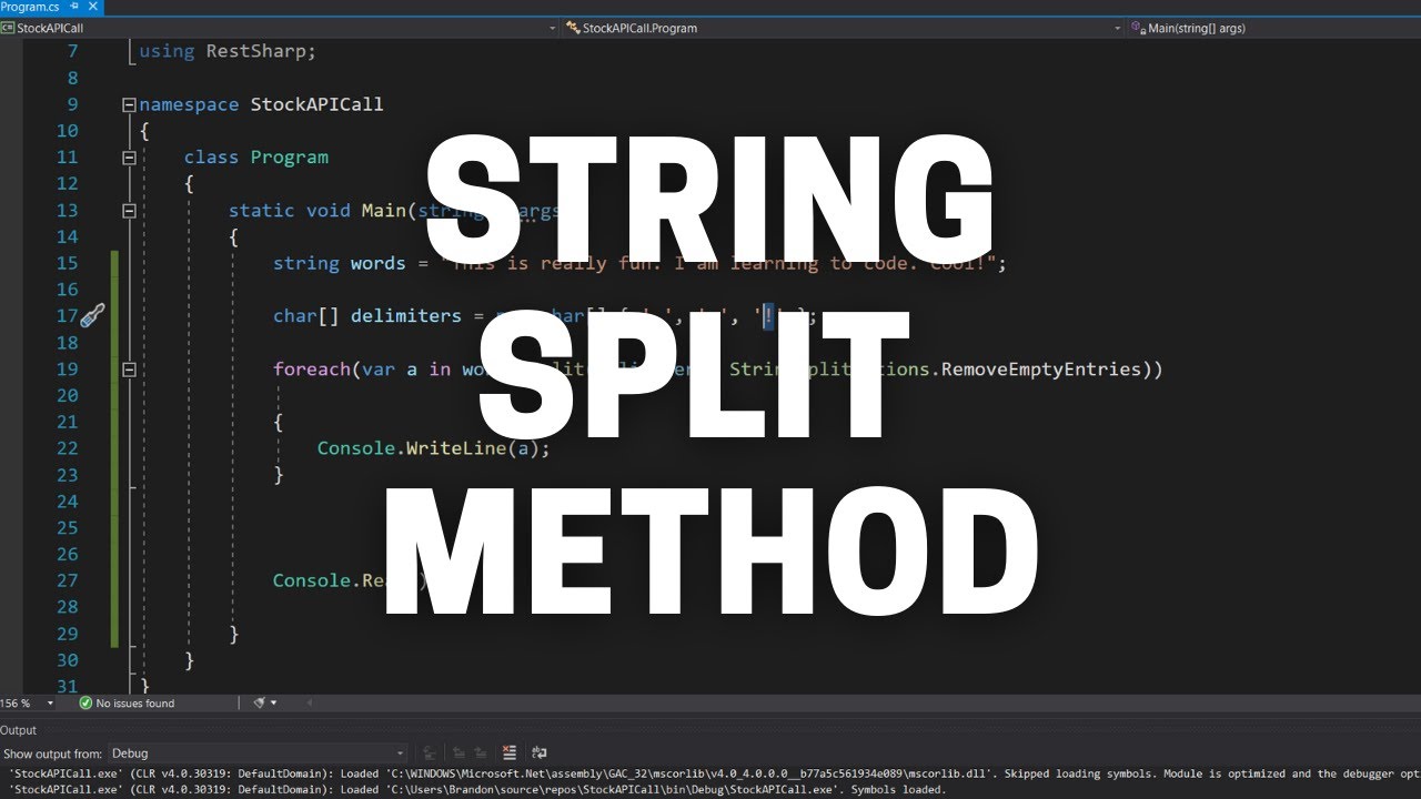 The String Split Method in .Net C# - How to Get All Words From Sentences - C# Tutorial