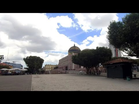 Walking tour in Manaus, Brazil. São Sebastião Square - Downtown - 4K