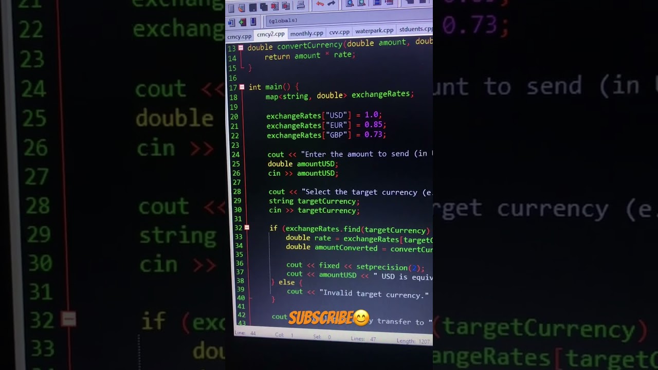 currency send IDE dev c++ #cppprogramming