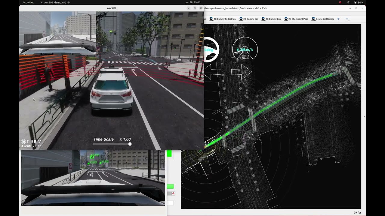 AWSIM and rviz humble Run demo