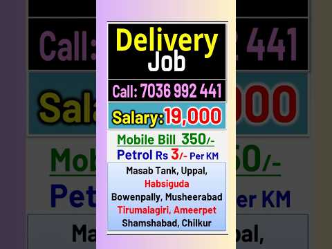Part Time and Full Time Jobs in Hyderabad 2023 || Delivery Jobs on Salary Basis #hydjobs2023 #jobs