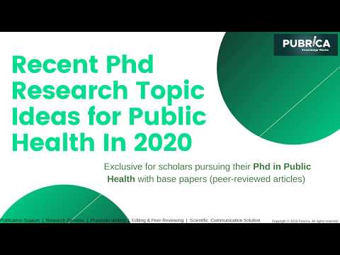 Recent Phd Research Topic Ideas for Public Health 2020 - Pubrica