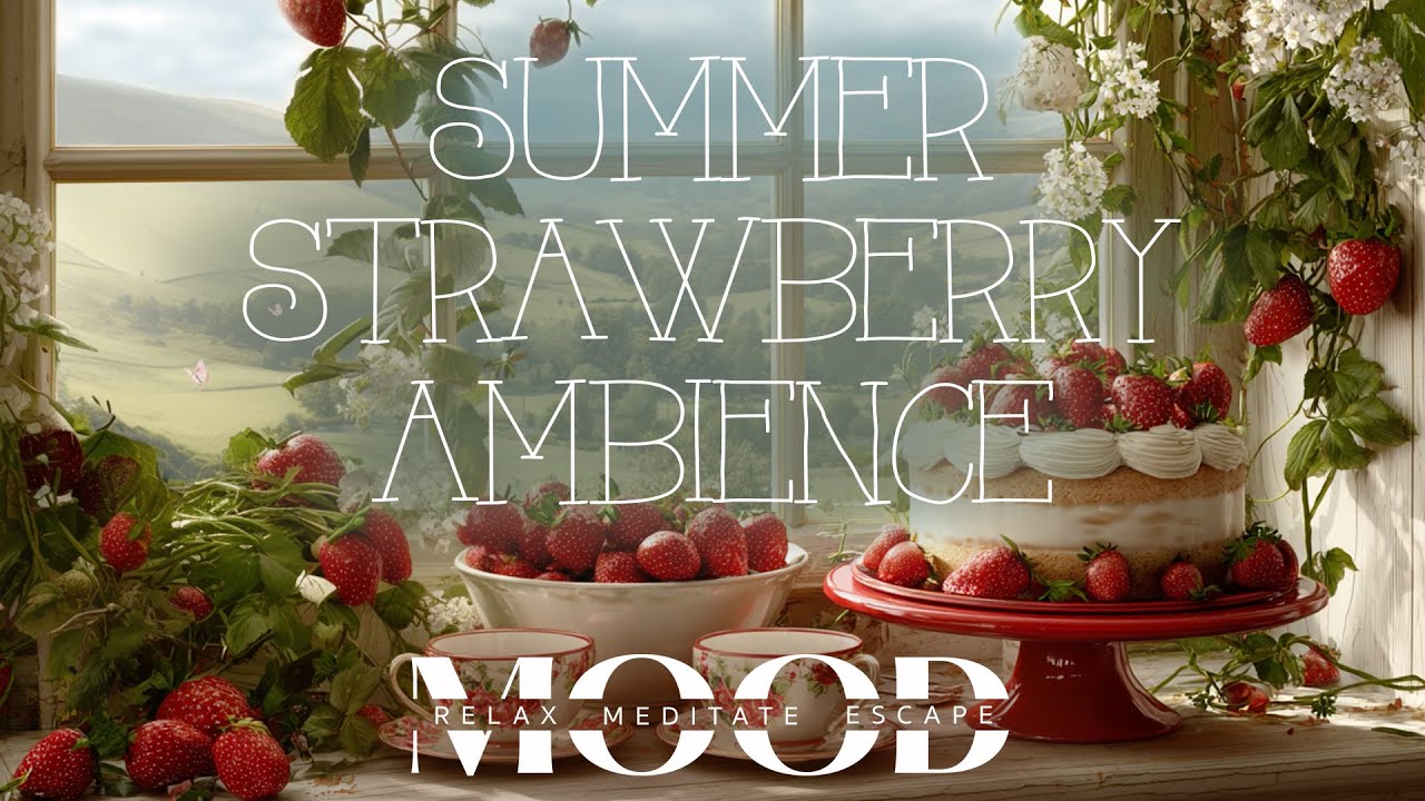 Summer Strawberry Ambience 🍓 10 Hours of #calmingmusic #strawberry  #aesthetic #relax #summervibes