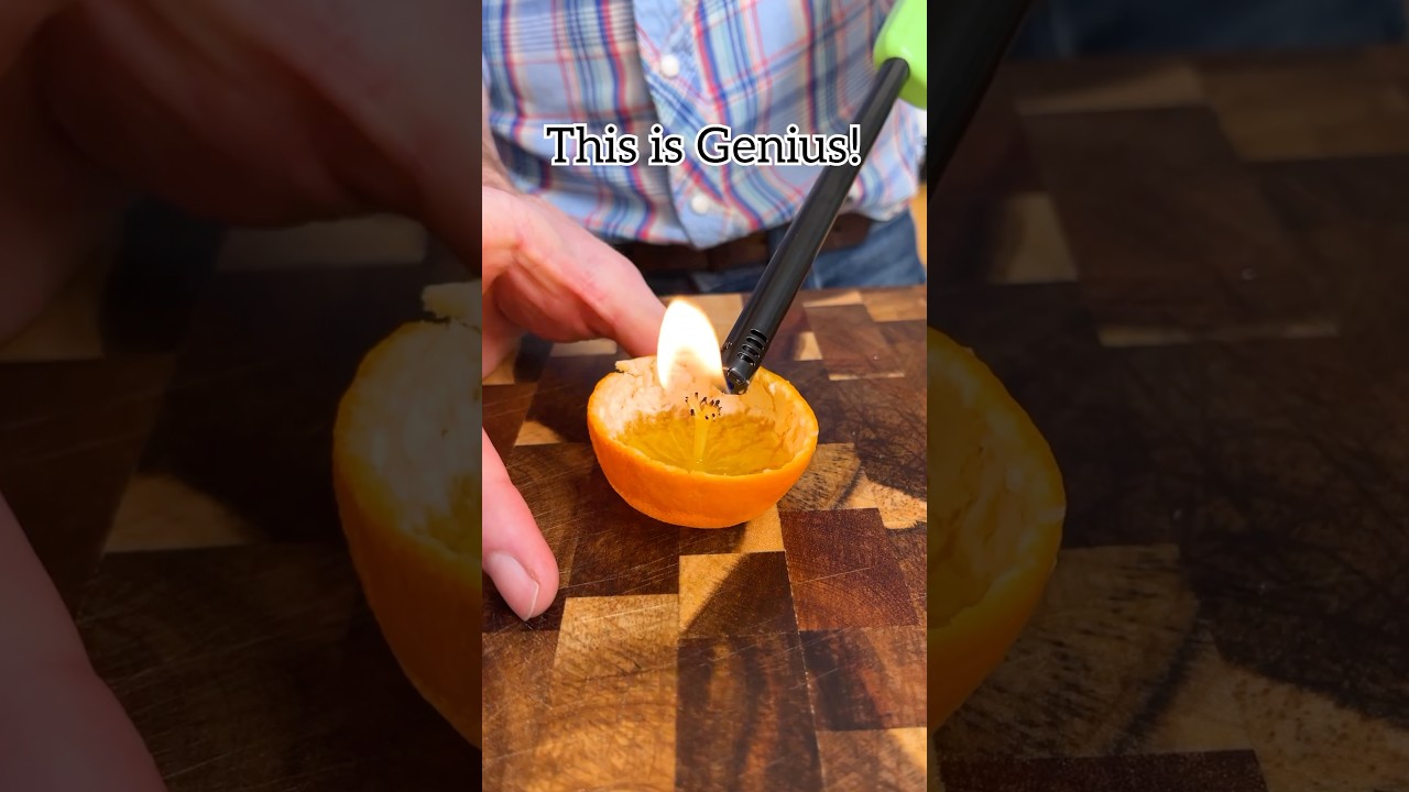 You can turn an orange peel into a quick emergency candle! #snowstorm #winter #diy #lantern #candles