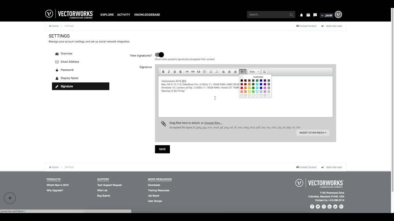 Vectorworks Community Board Upgrade - Signatures