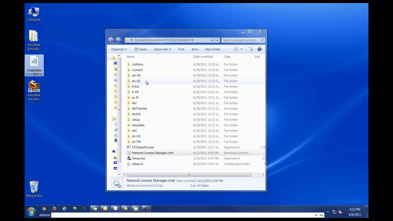 Installing the License Manager for Autodesk Simulation CFD 2012