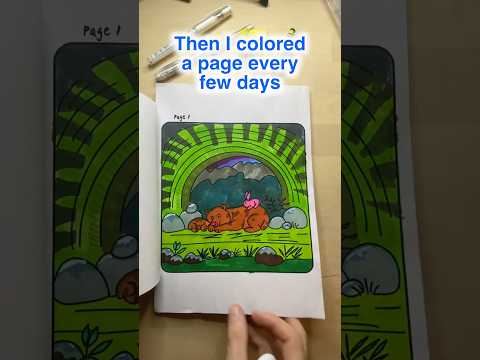 My beginning coloring progress (from My Comfy Animals Book) | Comfy Animal Families Pages 1 to 10