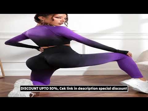 Yoga Fashion Gradient Set Women's 2-piece Seamless Training Clothes, Long sleeved Top and Slim Fit