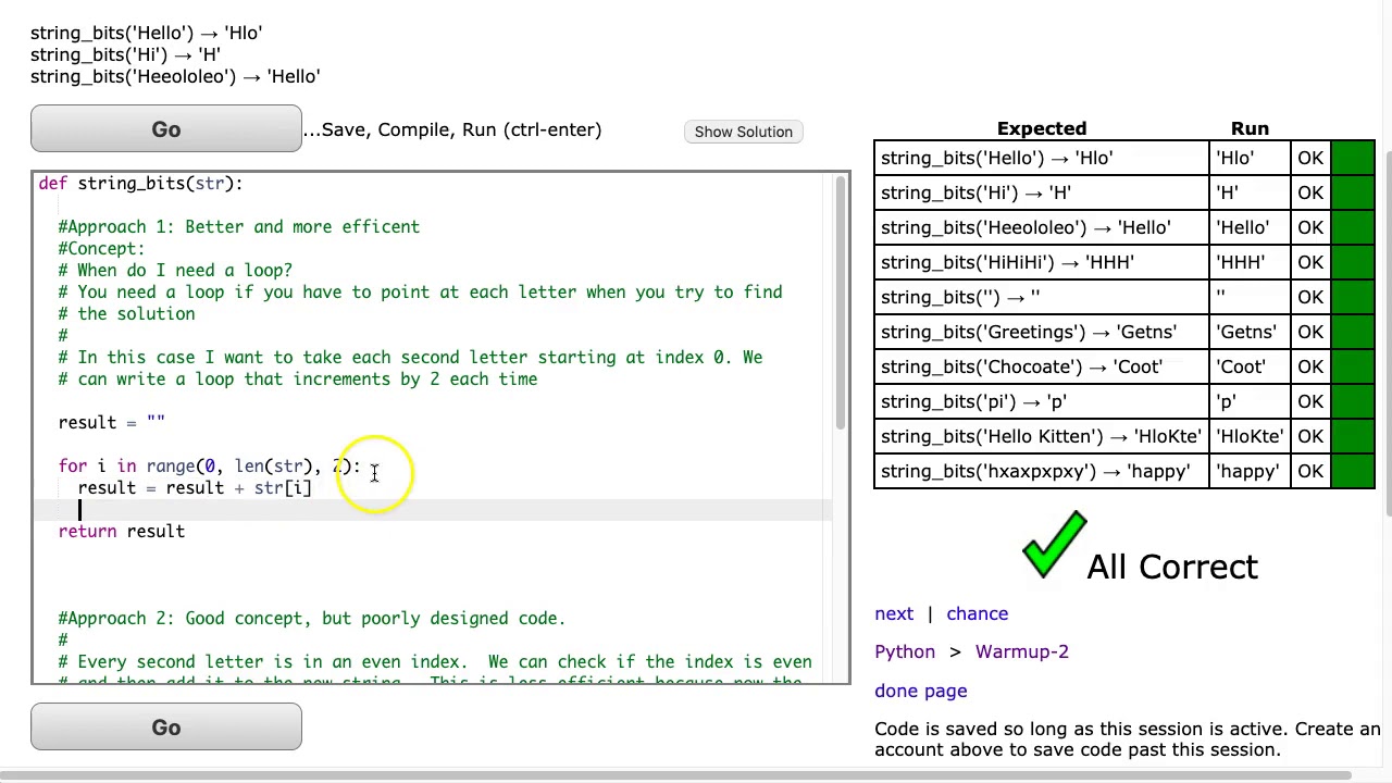 Codingbat - string_bits (Python)