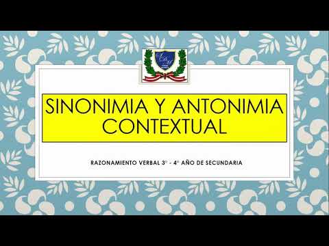 Sinonimia y Antonimia contextual 3 er y 4 to año