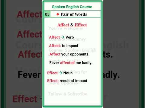 Pair of Words in English Grammar | Affect & Effect