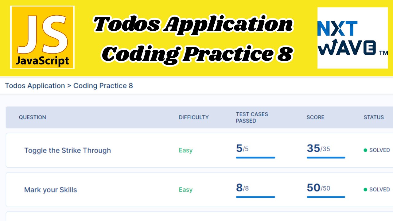 Todos Application | Coding Practice 8 Answers | JavaScript | NxtWave | CCBP 4.0