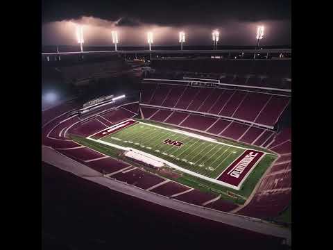 Cool UMASS Minutemen stadium at night