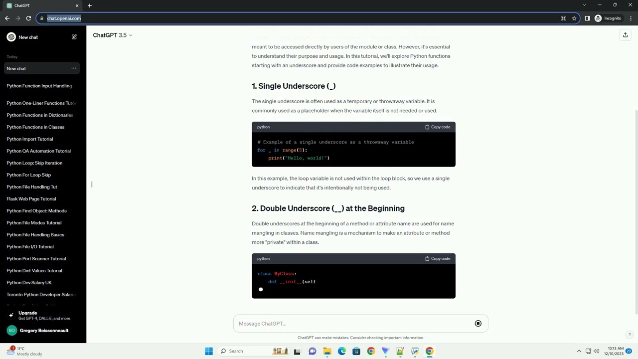 python function starting with underscore