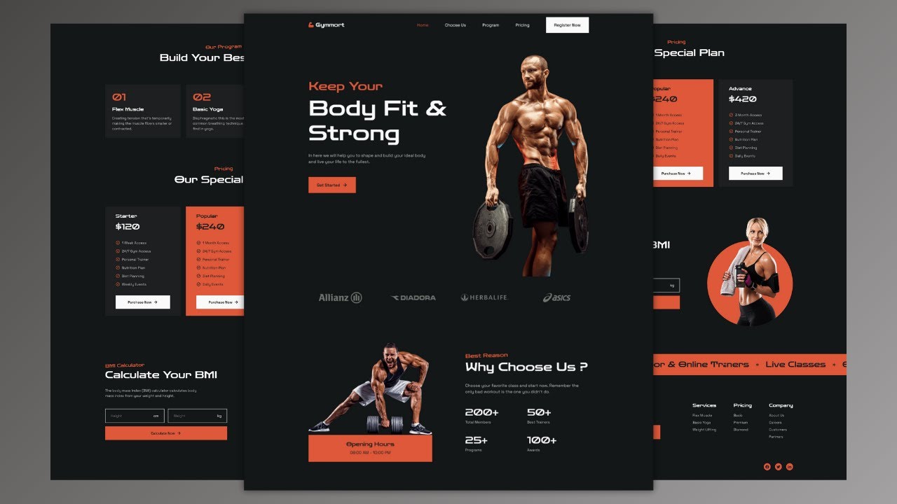 Create a Responsive Fitness/Gym Website with HTML CSS and JavaScript