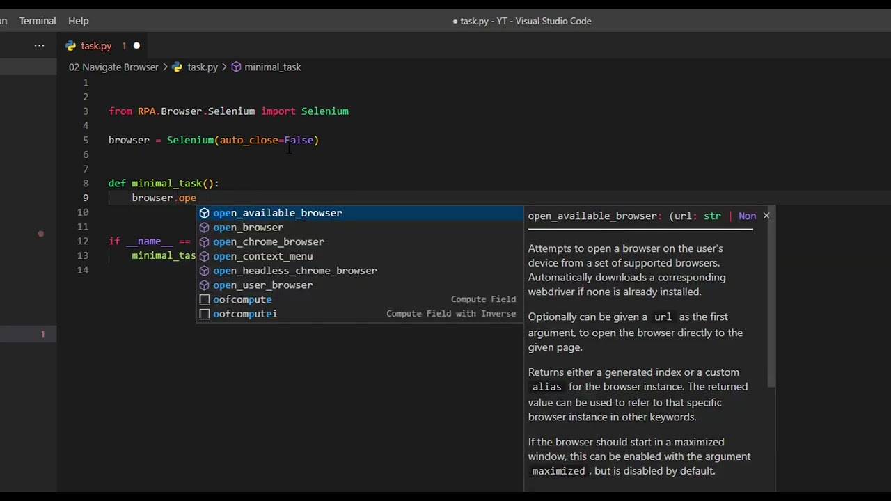 Robot Framework (Robocorp) RPA - Browser Navigation - Python