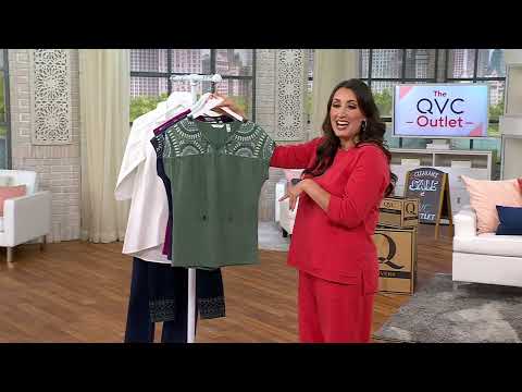 Denim & Co. Textured Knit Dolman-Sleeve Embroidered Top on QVC