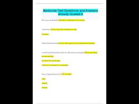 Barbicide Test Questions and Answers Already Graded A