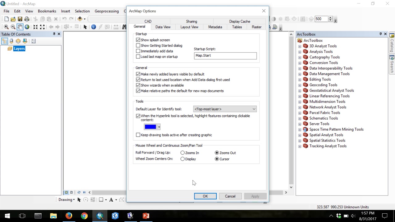 Setting ArcMap Options