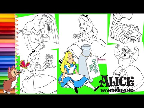 Coloring Disney Alice In Wonderland Queen of Hearts Cheshire Cat - Coloring Pages for kids
